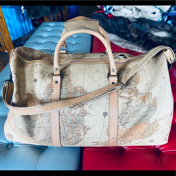 Allen Edmonds | Bags | Allen Edward Embossed Map Barrel Handbag | Poshmark